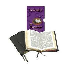 KJV Pocket Reference Black Calfskin Button Flap 7UBS